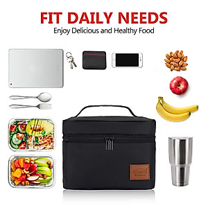 Aosbos Lunch Box Bag for Men Women Insulated Cooler Bags Thermal Bags LunchBag for Food Containers Meal Prep Organizer Adult Lunch Bags for Bento Box Work Office Picnic 7.5L Black