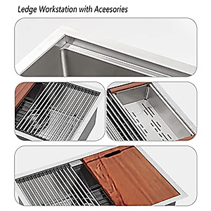 Mocoloo Stainless Steel Drop In Kitchen Sinks 28 x 22 Inch Single Bowl Kitchen Sink Ledge Workstation Topmount 16 Gauge All In One 10" Deep Sinks