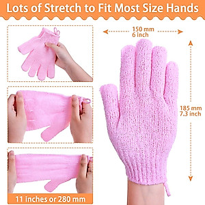 anezus Exfoliating Gloves, 6 Pairs Shower Scrub Gloves Bath Loofah Glove Exfoliating for Women to Remove Dead Skin for Body Exfoliate (6 Colors)