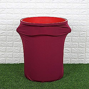 Balsa Circle 41-50 gallons Burgundy Stretchable Spandex Round Waste Trash Bin Container Cover Wedding Party Fundraiser Decorations