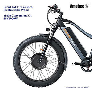 Electric Motor Bicycle Wheel Conversion Kit 26in 1000W Font Drive Controller Display Trun Bike to Ebike Electric Wheel Bicycle Modification Parts Kits (48V 1000W, 26inX4 Fat Tire Wheel Rim)