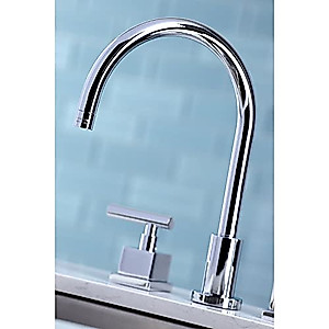 Kingston Brass KS8728CQL Claremont Widespread Kitchen Faucet with Plastic Sprayer, Brushed Nickel