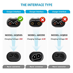 HQ8505 Norelco Charger for Philips Norelco 7000 5000 3000 Series MG3750 MG5750 MG7750 S1560 Electric Shaver Razor Aquatec Arcitec Multigroom Beard Trimmer AC Adapter Power Supply Cord 15V 0.36A
