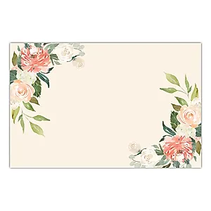 DB Party Studio Paper Placemats 25 Pack Disposable Place Mats Graduation Woman's Birthday Parties Wedding Reception Lovely Flower Blooms Easy Cleanup Brunch Dinner Tableware Guest Seating 17" x 11"