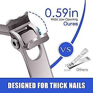 Toe Nail Clippers Adult - Nail Clippers for Thick Nails with Oversized Wide Jaw Opening 15mm,Heavy Duty Toe Nail Clippers, Men and Seniors - by WEKEY