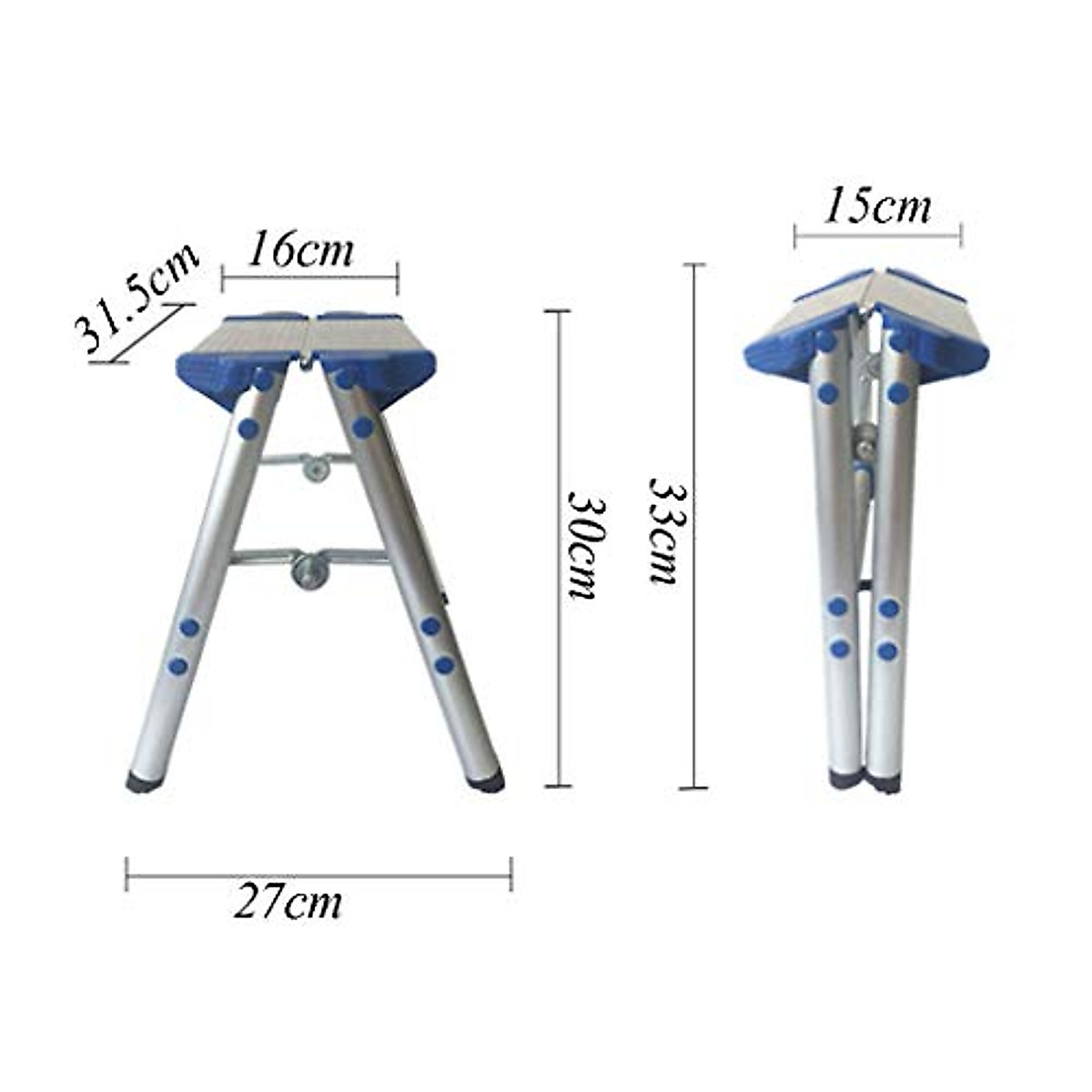 PENGJIE Folding Ladder Step Stool Ladder Stool 2 Step Folding Aluminum Heavy Duty Steel Portable Anti Slip Mat Tread Compact 150 Kg Capacity
