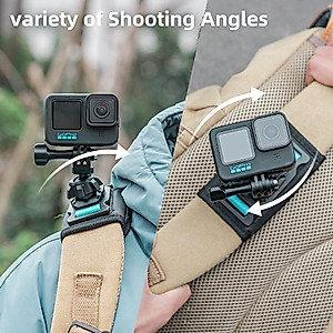 SKEZN Backpack Shoulder Strap Mount with Adjustable Ball Joint and Shoulder Pad Compatible with GoPro Hero 12 11 10 9 8, DJI Action 4/3, Insta360 and More (4.3 * 2.8 * 3 in)