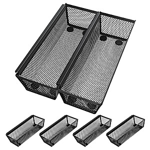 Sisfung Drawer Organizer, Silverware Drawer Organizer for Kitchen, Utensil Mesh Drawer Organizer with Interlocking Arm for Flatware, Knives, Pen, Cosmetic (9 * 3 * 2 inch, 6-Pack)