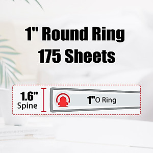 EYROZILL 3 Ring Binder 1 Inch for Letter-Size 8.5" x 11" Paper with 5-Tab Dividers, Cute Three Ring Binder folders with Profile Clipboard for Women School Office Supplies, Desert Camel