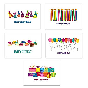 Stonehouse Collection Fun Happy Birthday Cards - Assortment Birthday Postcards for Mom, Teacher, Students, Kids & Loved Ones For Their Special Day - Set of 50 Cute Post Cards, 5 Birthday Designs