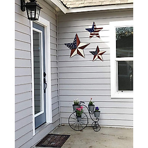 Patriotic Metal Barn Star Outdoor Indoor Hanging Wall Decor Star Ornaments 12inch