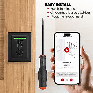 Kwikset Halo Touch Contemporary Square Wi-Fi Fingerprint Smart Lock No Hub Required featuring SmartKey Security in Matte Black (99590-004)