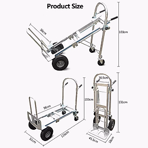 GTFDXJ Portable Folding Trolley Truck, Aluminum Alloy Truck, Multi-Function Trolley, Strong Load-Bearing and Thickening Push-Pull Truck,A