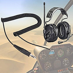 Tyenaza Coiled Cord, Helicopter Headset Cable, Headset Cable Adapter, DIY Replacement Cable Spring Adapter Cord for Helicopter Headset U-174/U Military Connector