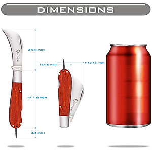 NAYE Folding Garden Knife With Lock Back Hawkbill Blade For Pruning Foraging Mushroom,Gardening Gift For Gardeners