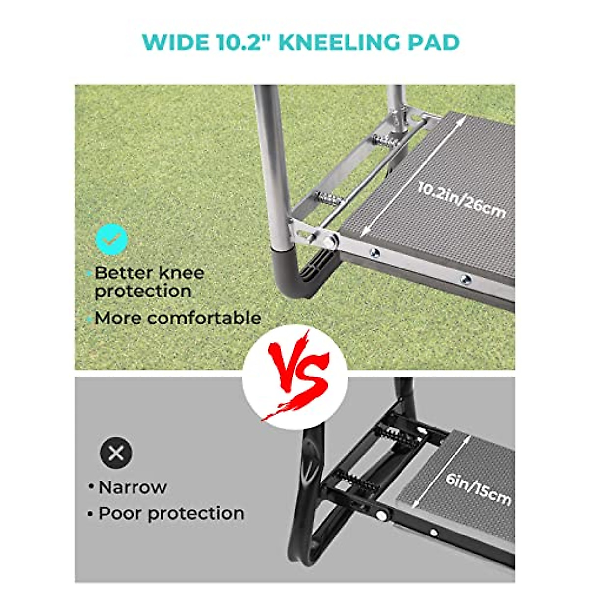 DEERFAMY Garden Stool, Garden Kneeler and Seat Load Capacity 350 Lbs, Folding Garden Chair for Kneeling and Sitting, Heavy Duty Kneeling Bench with Extra Kneeling Pad, 2 Tool Pouches, Digging Gloves