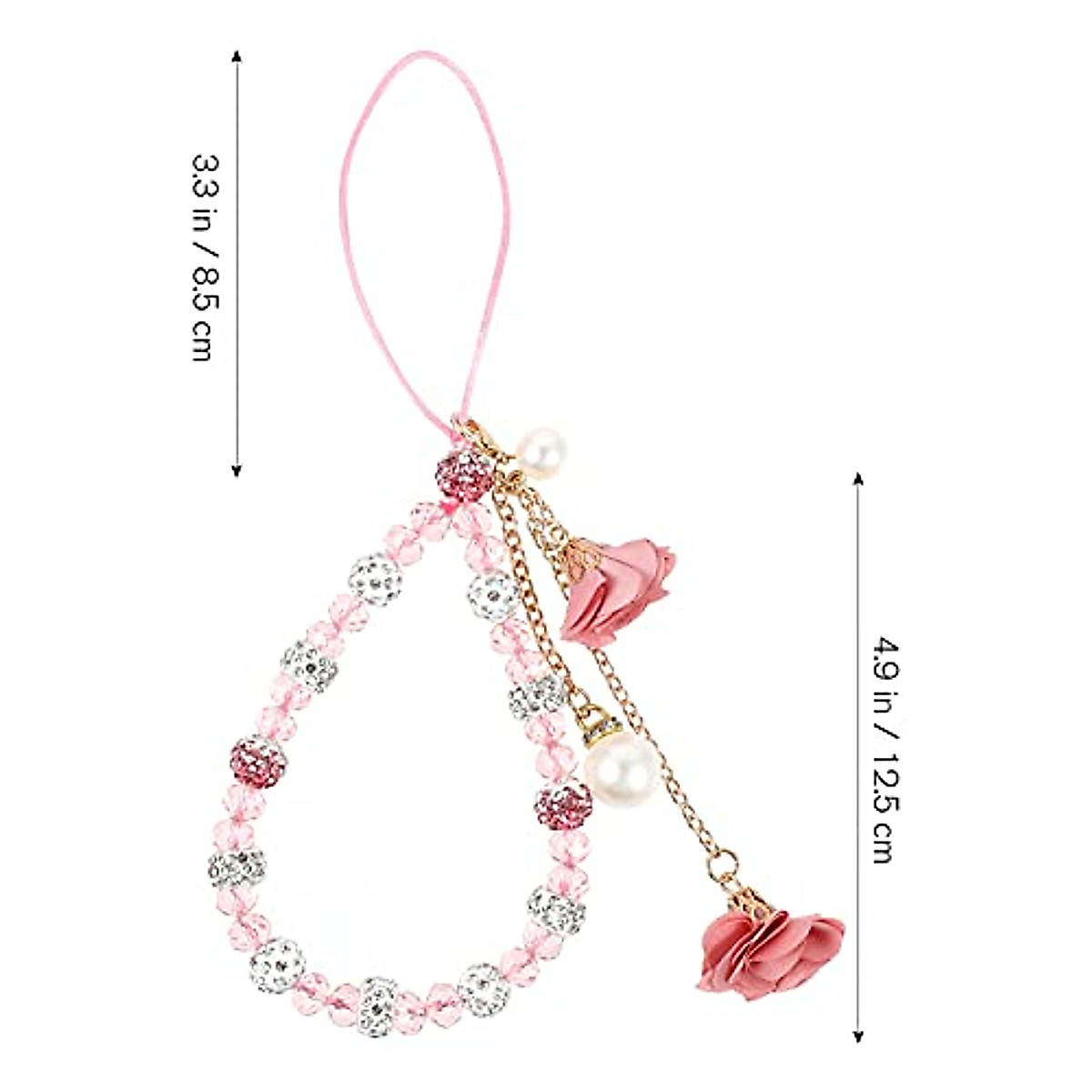 Hemobllo Cell Phone Straps Creative Crystal Flower Pendant Charm Non- slip Phone Lanyard Cute Pocket Keychain Strap for Car Key Purse Decoration (Pink)
