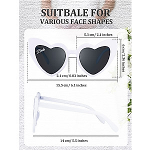 Flutesan 12 Pairs Heart Shaped Sunglasses Bachelorette Party Sunglasses Bride Bridesmaid Glasses Wedding Decor(White, Pink)