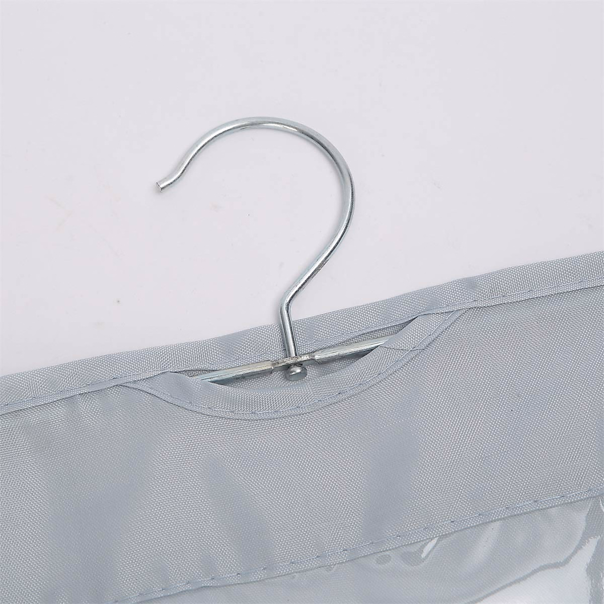 Szxc Closet Hanging Organizer for Small to Medium Handbag Purse - 50 x 14 inch, Dual-Sided 10 Clear See-Through Pockets, Wardrobe Storage Organizer for Shoes Boot Towel Clothes Scarf