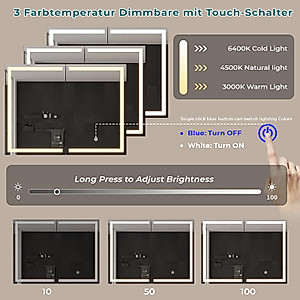 DICTAC Lighted Medicine Cabinet with Mirror and Storage Bathroom Wall Cabinet with Mirror and Outlets 31.5''x23.6'' Wall Mounted Mirror Medicine Cabinets with Led Lights and Adjustable Shelves,White