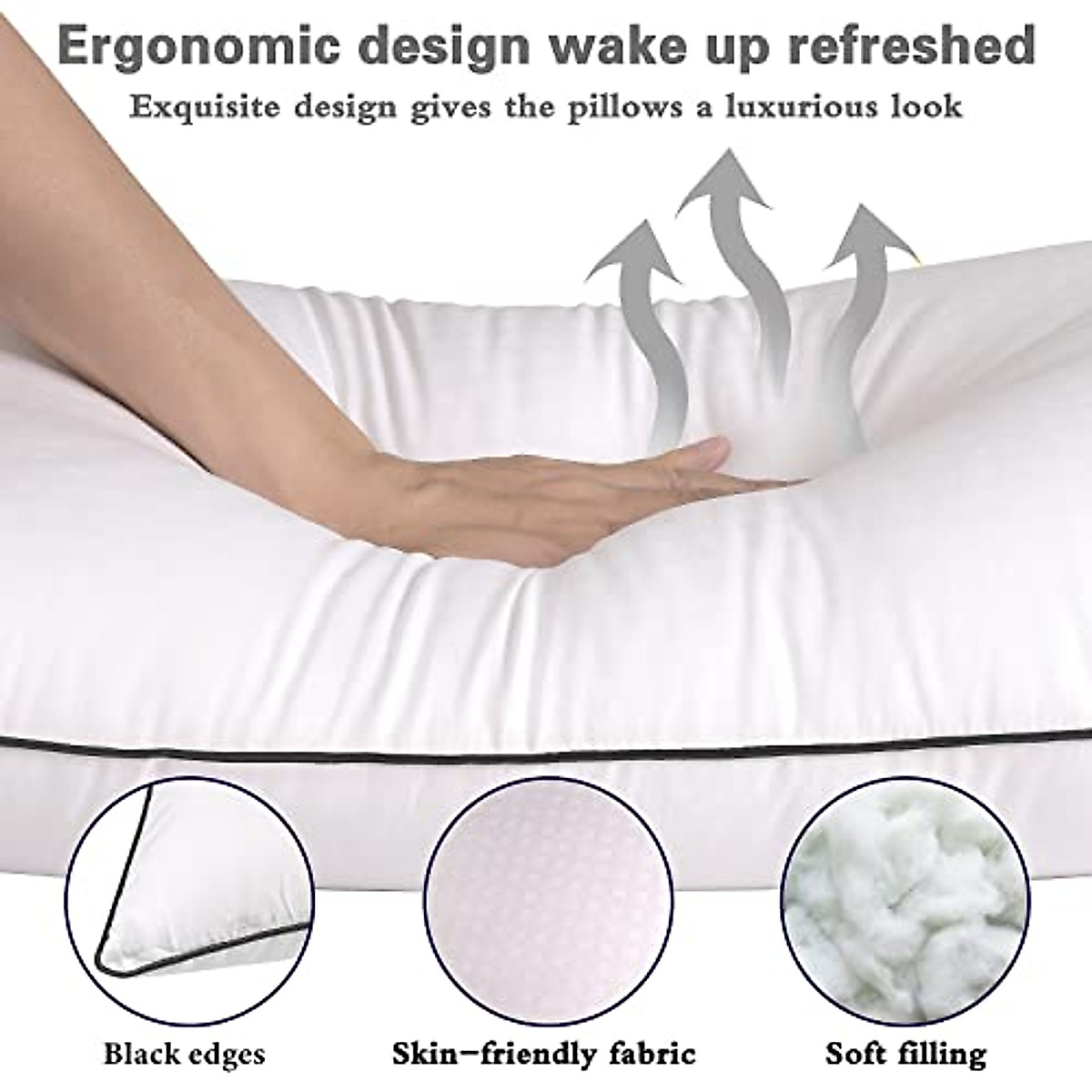 HIMOON Bed Pillows for Sleeping Standard Size Set of 2,Comfortable Hotel Cooling Pillows 2 Pack, Soft & Support