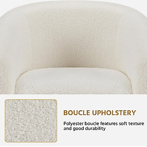 Yaheetech Barrel Chairs, Furry Accent Chairs, Sherpa Chairs with Soft Padded Armrest, Fuzzy Club Chairs for Living Room Bedroom Waiting Room Office, Accent Chairs Set of 2, Ivory