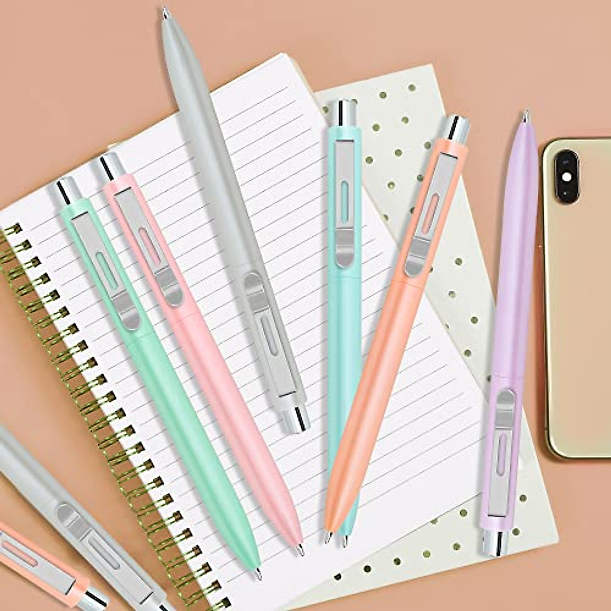 Yuimion 12Pcs Ballpoint Pen Retractable Pens Comfortable Writing Pens Gift Pens for Journaling Black Ink Medium Point 1.0 mm for school and office supplies