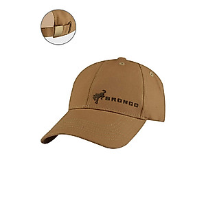 Ford Bronco Baseball Cap, Adjustable 6-Panel Duck Hat, Brown