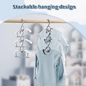 PIGLOG Baby Hangers 100 Pack Extendable Adjustable Kids Hangers, 11-14 Inches Non-Slip Plastic Toddler Hangers for Baby Kid Kids Children Infant Child,Stackable Kid Hangers for Closet Grey Bear