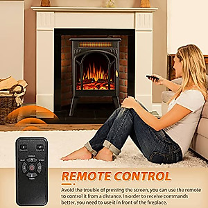 Antarctic Star 16 Inch Electric Fireplace, Freestanding Fireplace Stove with 3D Flame Effect, Small Electric Fireplace Heaters for Indoor Use with Remote, Temperature Adjustment, ETL Certified, Black…