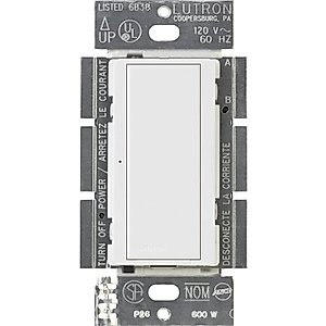 Lutron Maestro Digital Switch, 8A Single Pole/Multi Location, MA-S8AM-WH, White