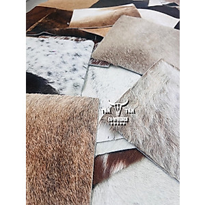 Tomtom Cowhides Nice Variety 15 Pieces Hair on Cow Hide Scrap Leather Hide Remnant (15) Pieces of Approx. 8" x 8"