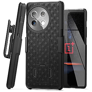 Encased DuraClip for OnePlus 11 5G Phone Case with Belt Holster Clip and Kickstand (Matte Black)