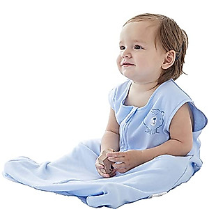 Duomiaomiao Baby Sleep Sack, Cotton Toddler Sleeping Bag, Sleeveless Wearable Blanket Baby 1 Pack, 0.5 Tog Swaddle Transition Sleep Bag Sack, Blue
