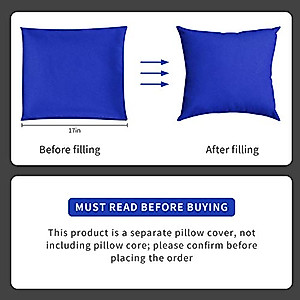 Outdoor Water Resistant UV Resistant Garden Pillow Covers Square Pillowcase Shell for Patio Tent Couch Cushion Pack of 4 - Cover 17x17 Inch Royal Blue
