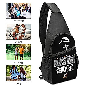 Small Sling Crossbody Bag Anime Printing Multifunction Chest Shoulder Bag Waterproof Hiking Travel Bag with Adjustable Strap for Women Men (Black)