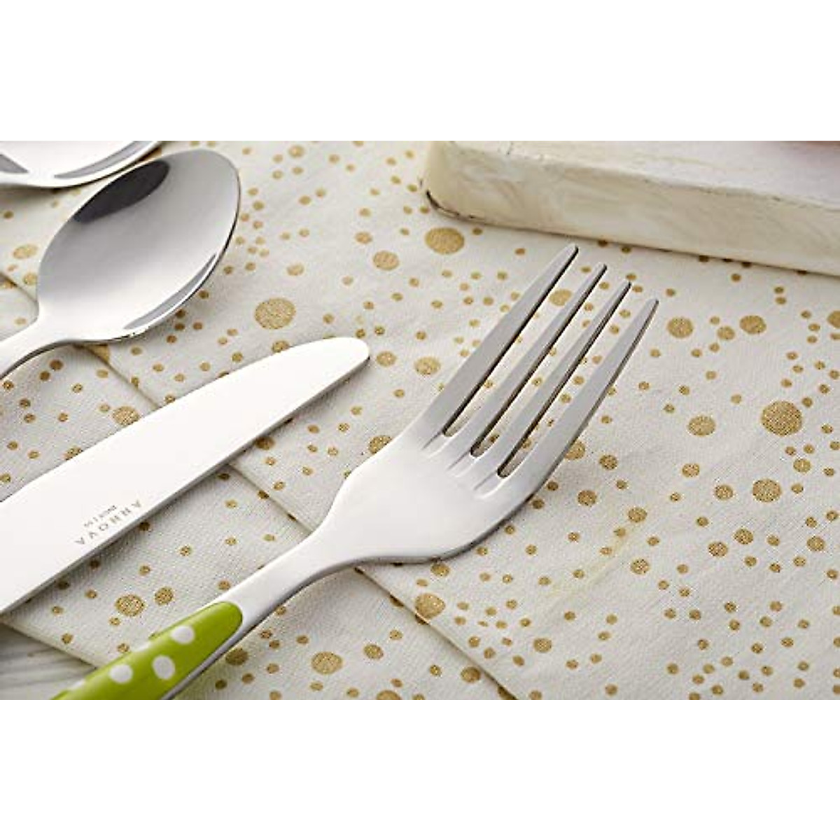 ANNOVA 24PCS Flatware Set - Stainless Steel Silverware/Cutlery with Color Handles - 6 x Dinner Forks, 6 x Dinner Knives, 6 x Dinner Spoons, 6 x Dessert Spoons - Service for 6 (Mix Color)