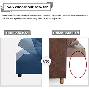 Convertible Sleeper Sofa Chair Bed, 3 in 1 Sleeper Chair Bed Ottoman with Adjustable Backrest, Pull Out Chair Bed with Pillow and Pocket, Sleeper Chair for Living Room, Apartment, Office (Blue)