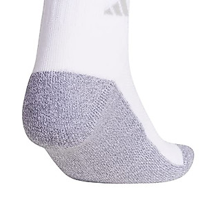 adidas Kids-Boy's/Girl's Cushioned Angle Stripe Quarter Socks (6-Pair), White/Grey/Light Onix Grey, Large