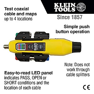 Klein Tools VDV512-101 Explorer 2 Coax Tester Kit, Includes Cable Tester/Wire Tracer/Coax Mapper with Remotes to Test up to 4 Locations & VDV110-061 Radial Cable Stripper, Coaxial Cable Stripper