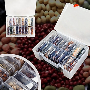 Letken 18 Pieces Small Plastic Craft 0rganizers and Storage, Transparent Box with Hinged Lid for Storage of Jewelry, Diamonds, DIY Art Craft Accessory