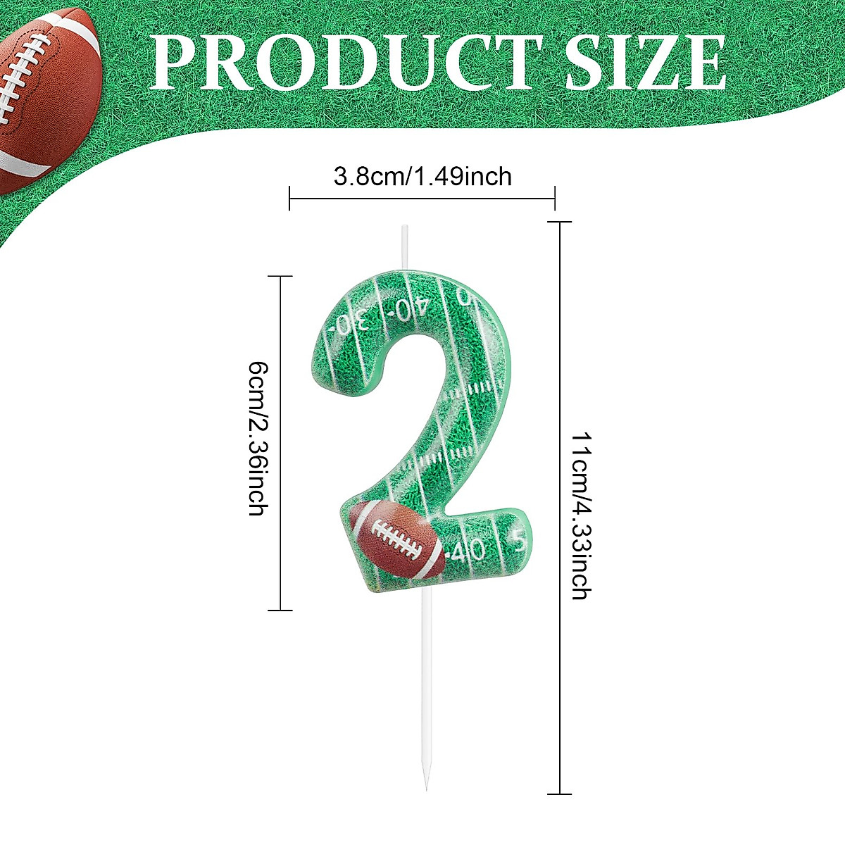 ZHIHUI Birthday Candle Sports-Themed Party Decorations, America Football Happy Birthday Candles for Cake Decorating, Boys Girls Kids Birthday Cake Topper Reunions Theme Party Supplies (Number 3)