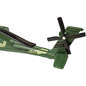 HAPTIME Military Helicopter Toy with Lights and Sounds, Pull Back Army Plane Airplane for Kids Children Boys Girls 11.2 inch (Green)