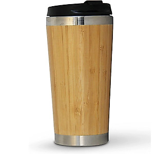 MOZEN 15oz Drinking Cup For Women and Men, Spill Proof, Reusable Drinking Cup with Lid, Stainless Steel Cup Made with Real Bamboo, Durable Travel Cup, Easy to Drink from