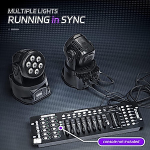 U`King Moving Head Light RGBW Stage Lighting DJ Lights 7 x 10W LED Beam Spotlight 9/14 CH Wash Light with DMX and Sound Activated for Church Wedding Bar Christmas and Halloween (Set of 2)