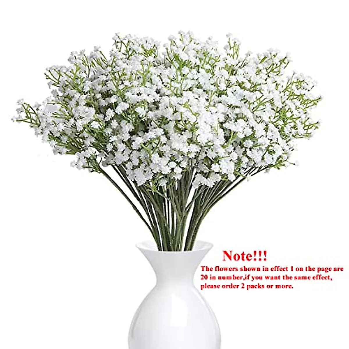 YSBER 10Pcs Baby Breath/Gypsophila Artificial Fake Silk Plants Wedding Party Decoration Real Touch Flowers DIY Home Garden(White)