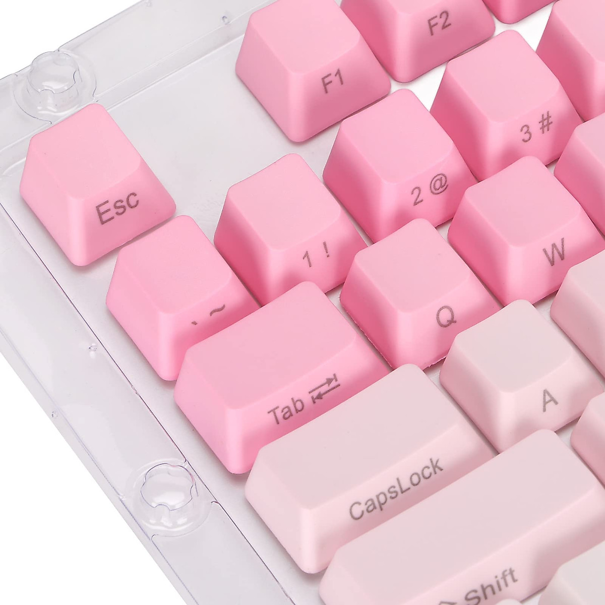 Gaming Keyboard Keycaps, 104 Keys Pink White Ergonomic PBT Typewritter Gaming Keyboard Keycaps Opaque Side Dip Dyeing Process DIY Keycap,for Most 61/87/104 Key Mechanical Keyboard