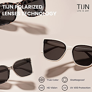 TIJN Sunglasses, Classic Polarized Sunglasses, Oversized Square Sunnies, Dark Shades for Women & Men, 3 Pack