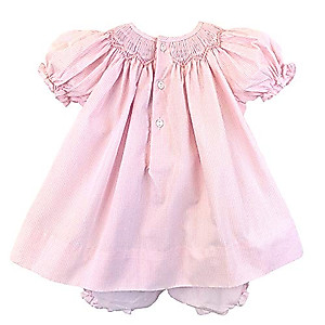 Petit Ami Baby Girls' Bishop Zig-Zag Smocked Dress, 3 Months, Pink