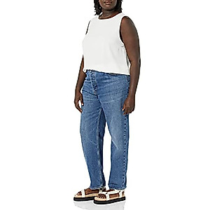 Amazon Essentials Women's Regular-Fit Sleeveless Layering Tank Top Crew Neck, Ivory, Large